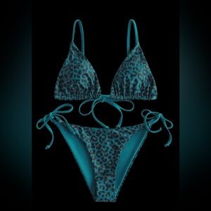 Zaful | Swim | Nwt Animal Print Reversible String Bikini | Poshmark